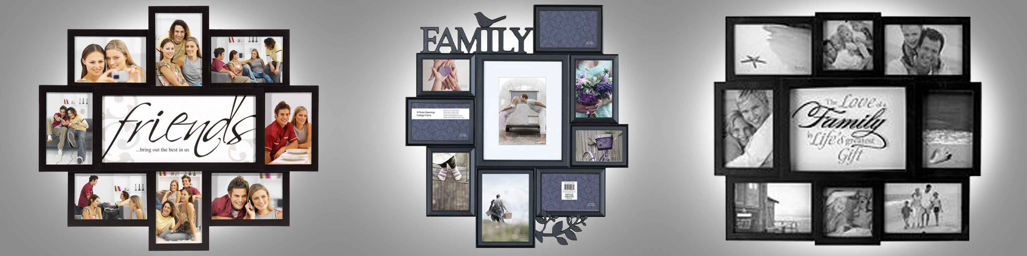 Black Collage Picture Frames Fit Different Sizes